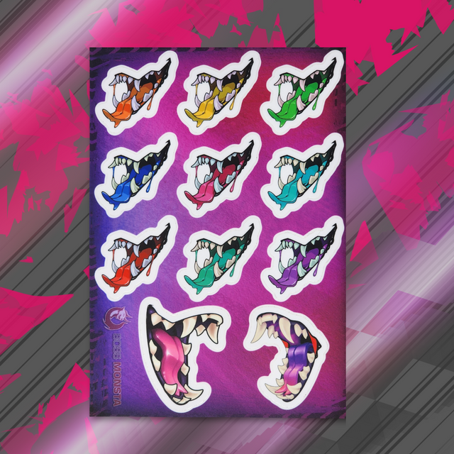Rainbow Maws Sticker Sheet – 148 × 210 mm – BossMonsta